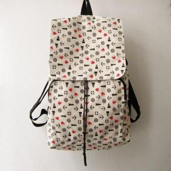 Anchor Backpack, Nautical Shoulder Rucksack ,canvas Backpack, Beach Bag ...